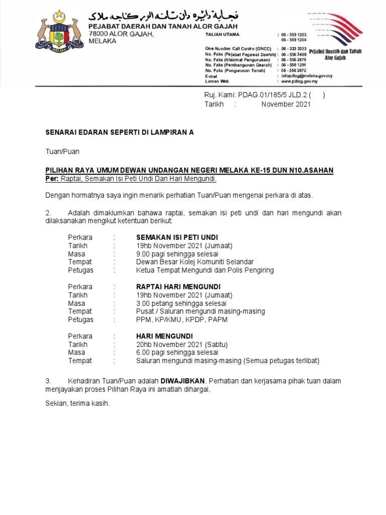 Surat Raptai, Semakan Isi Peti Undi Dan Hari Mengundi-1 | PDF