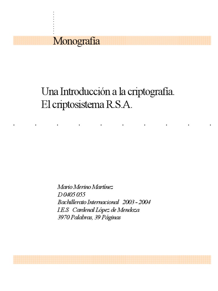 Una Introducción A La Criptografía, El Criptosistema Rsa | PDF | Criptografía | Cifrado