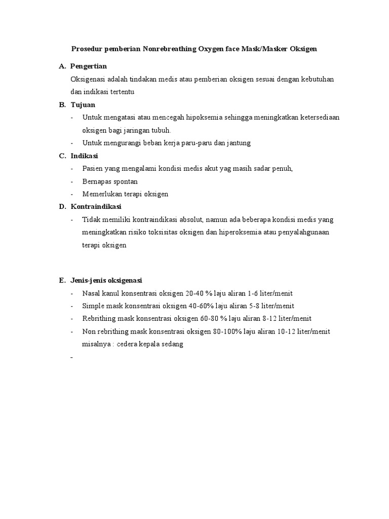 SOP Terapi Oksigen | PDF