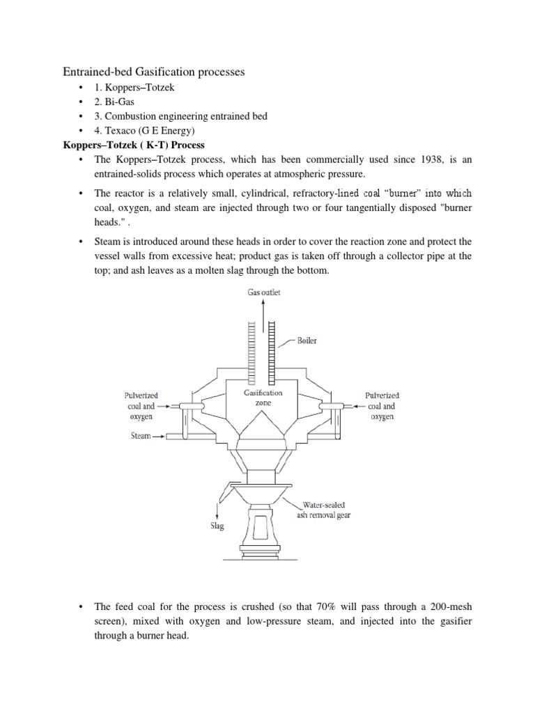 Entrained-Bed Gasification Processes Comparison | PDF | Gasification | Coal