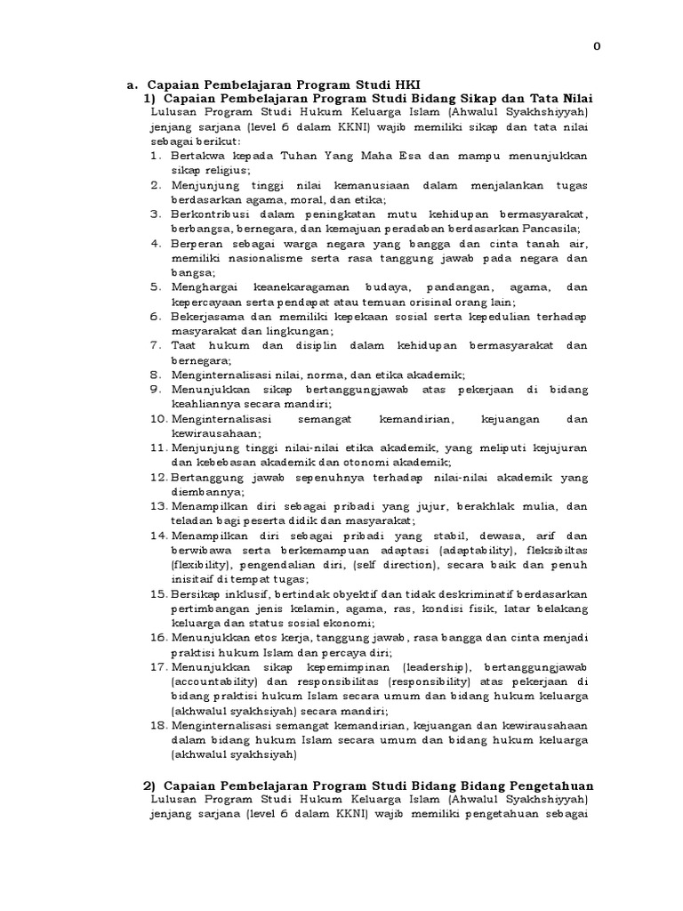 Capaian Pembelajaran Program Studi HKI | PDF