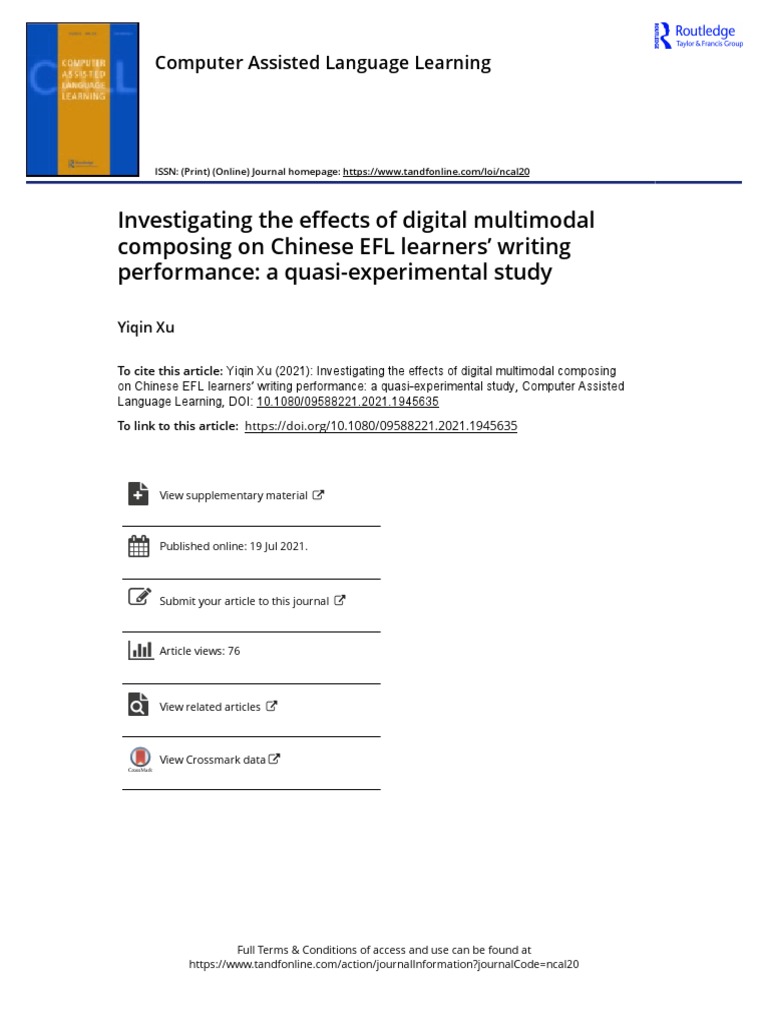 Investigating The Effects of Digital Multimodal ANOVA | PDF | Second ...