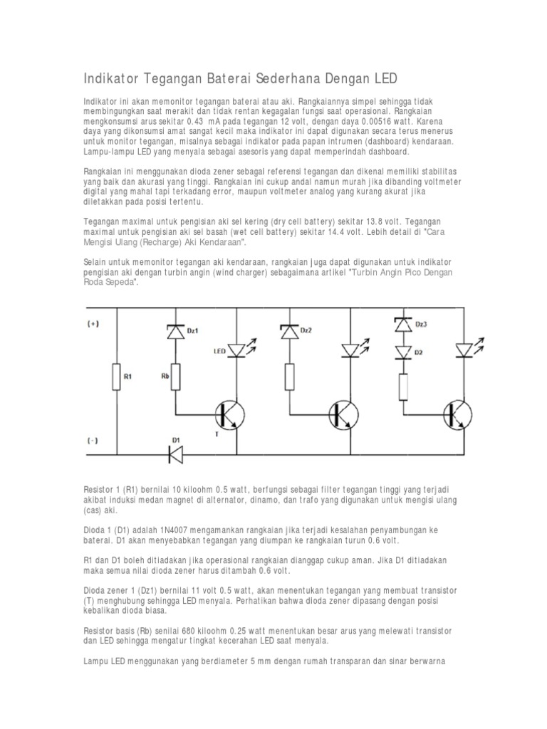 Indikator Tegangan Baterai Sederhana Dengan LED | PDF
