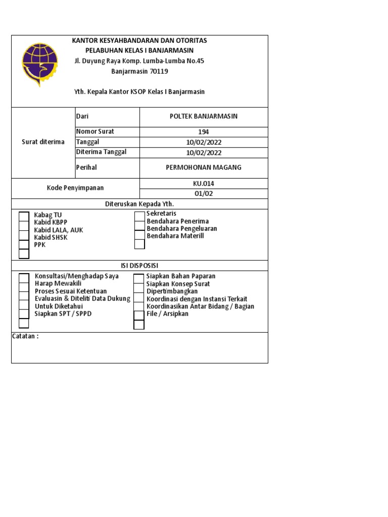 Form Disposisi | PDF