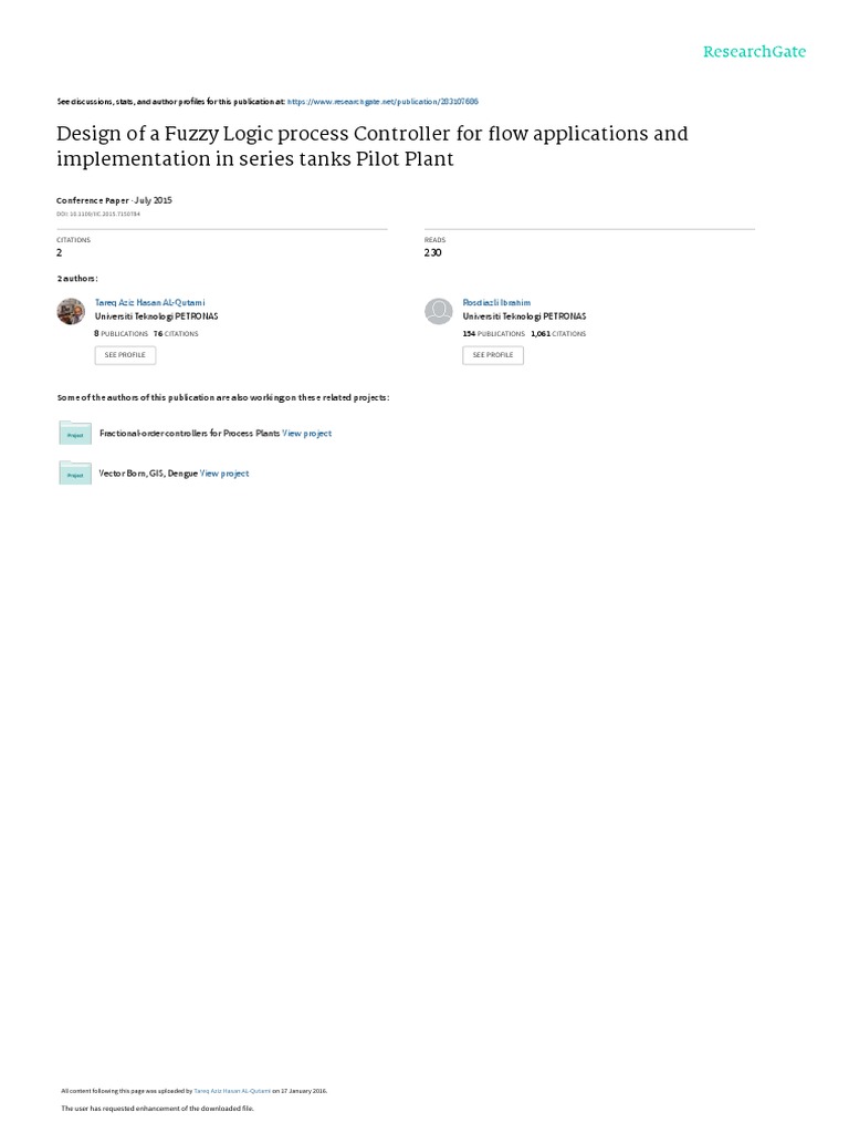 Design Of A Fuzzy Logic Process Controller For Flow Applications Pdf Control Theory Fuzzy