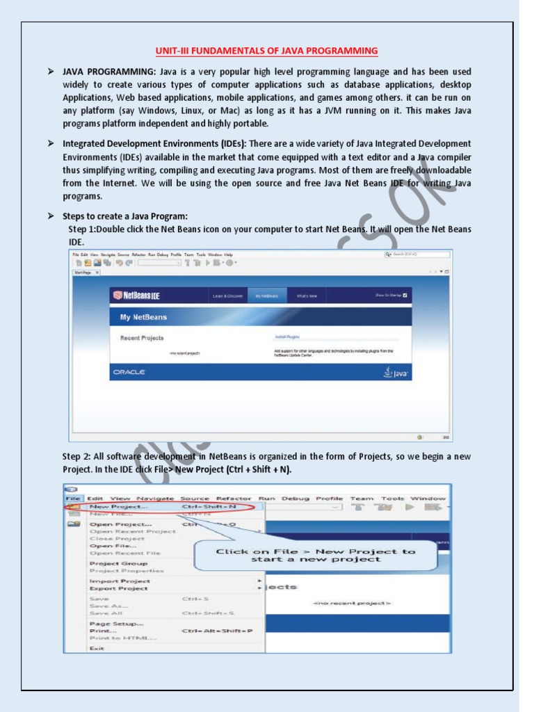 Unit Iii Fundamentals Of Java Programming Pdf Method Computer Programming Class