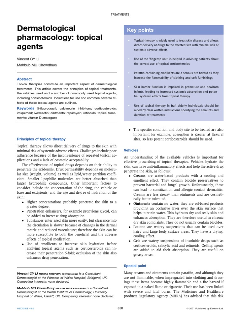 Dermatological Pharmacology Topical Agents | PDF | Topical Medication | Psoriasis