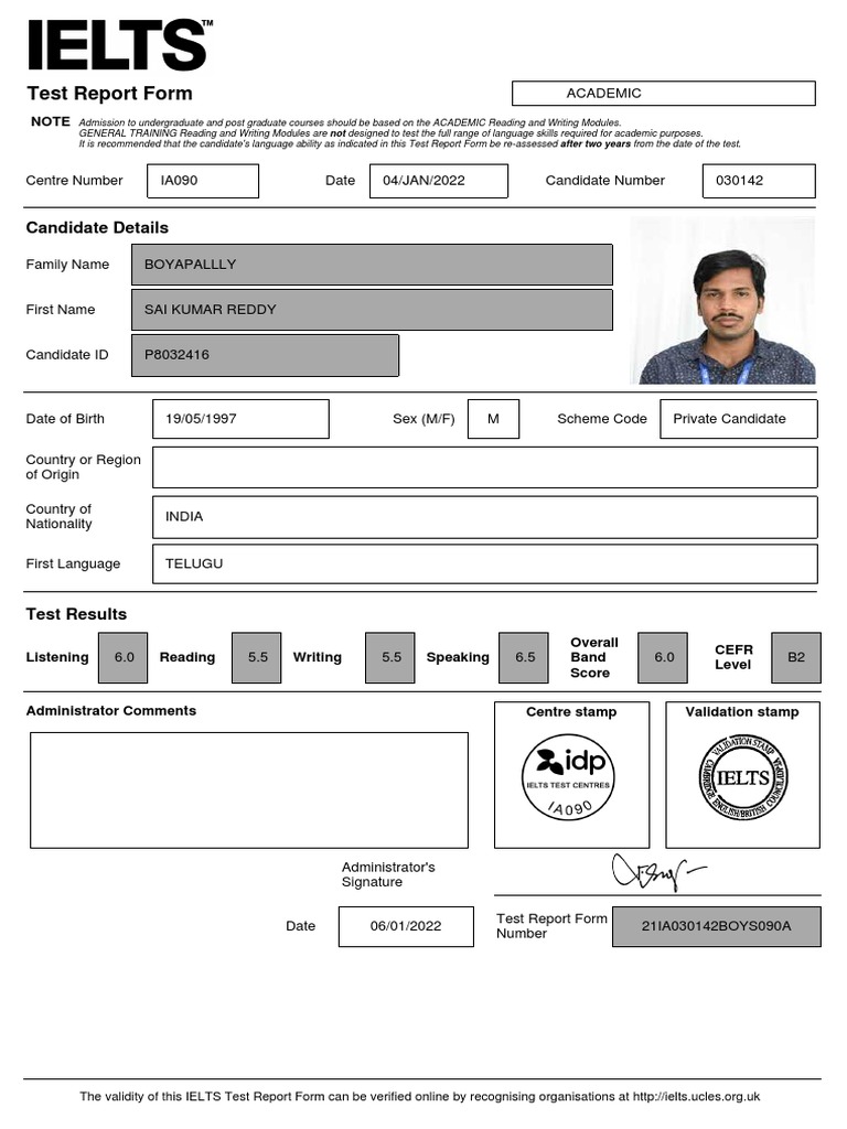 Academic Test Report Form Title | PDF | International English Language ...