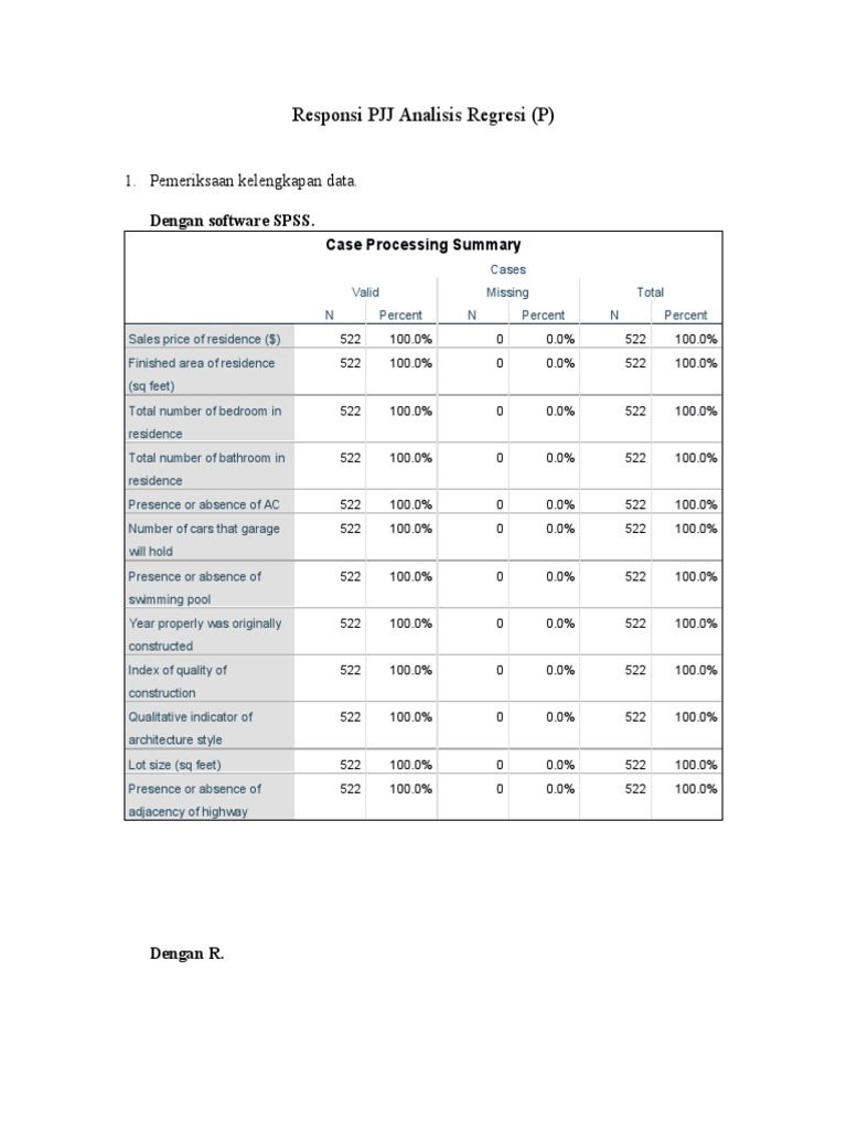 Responsi PJJ 17 Februari 2022-2ST7-Analisis Regresi (P) | PDF | Skewness | Median
