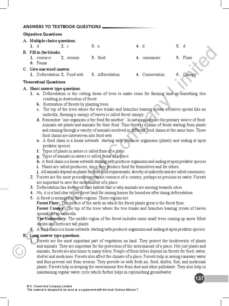 Limited: Answers To Textbook Questions | PDF | Forests | Trees