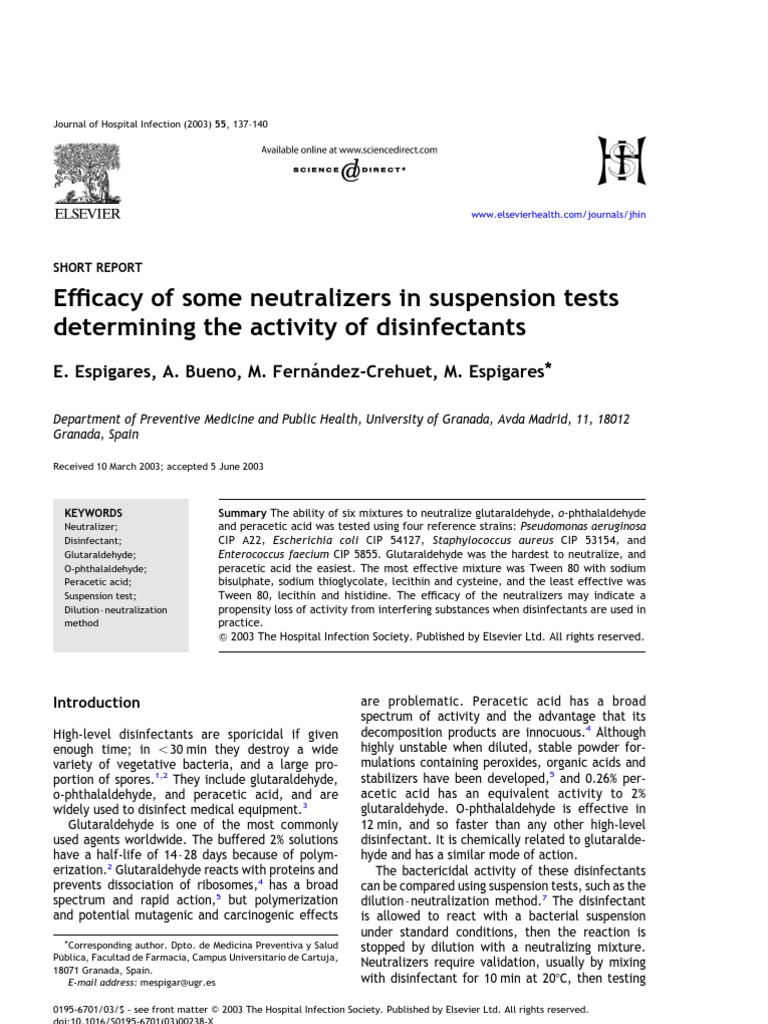 Neutralizers | PDF | Disinfectant | Microbiology
