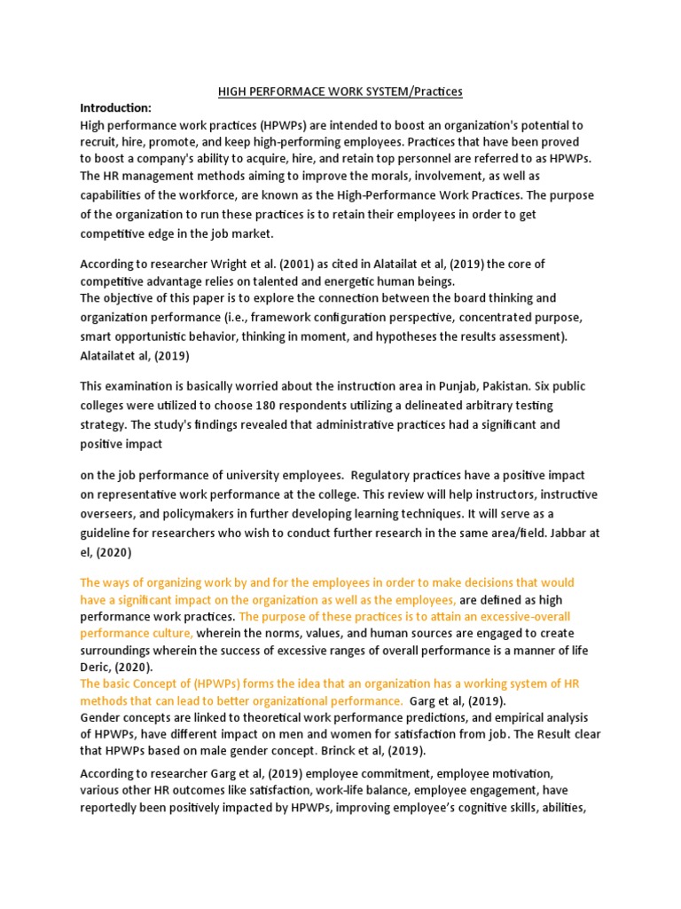 High Performace Work System | PDF | Human Resource Management | Employment
