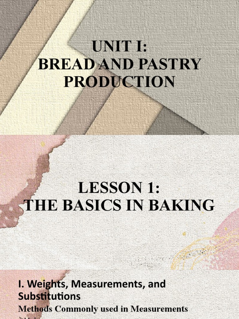 Unit I: Bread and Pastry Production | PDF | Teaspoon | Gallon