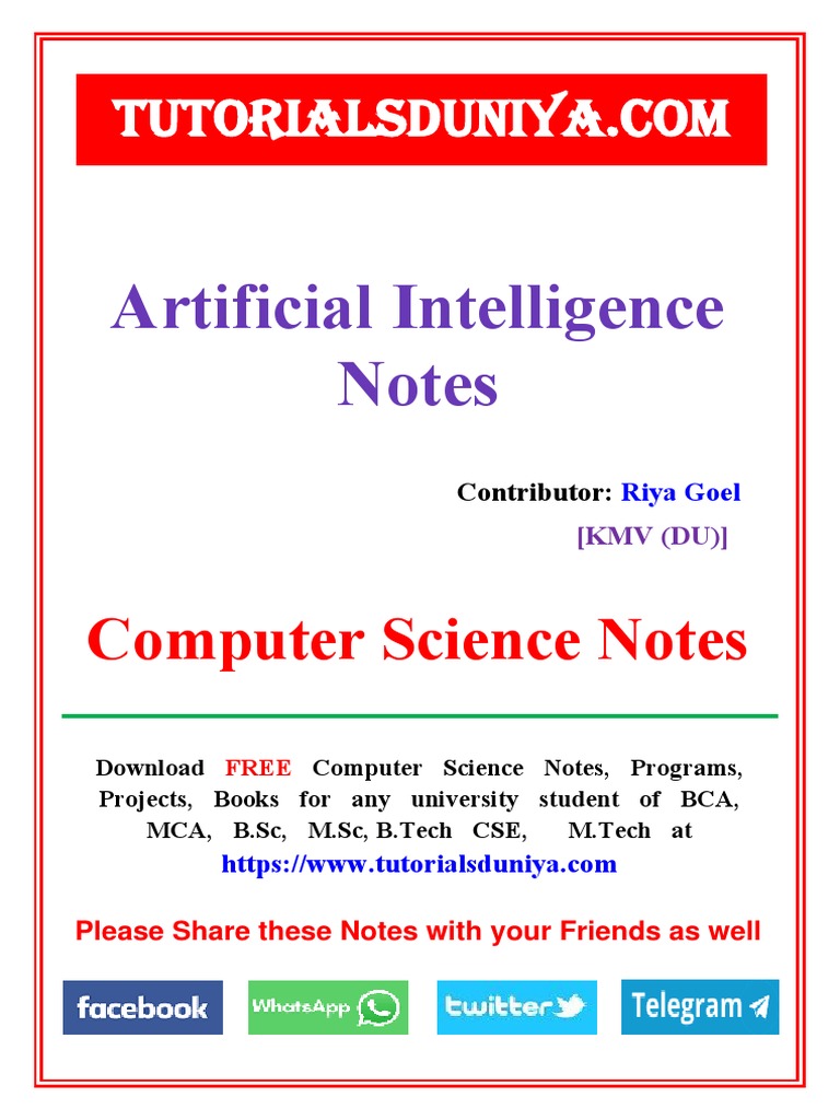Artificial Intelligence Notes - TutorialsDuniya | PDF | Computer ...