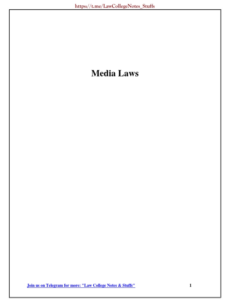 Media Law Notes | PDF | Defamation | Freedom Of The Press
