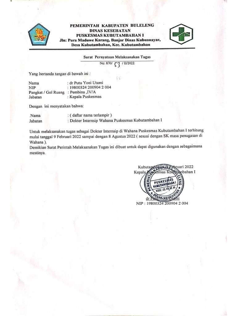 PKM Kubutambahan 1 Tgal 9 Feb SD 8 Agsts | PDF