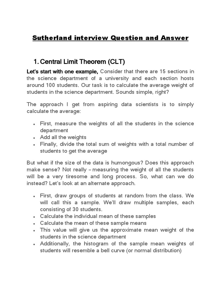 Sutherland Interview Question and Answer | PDF | Errors And Residuals ...