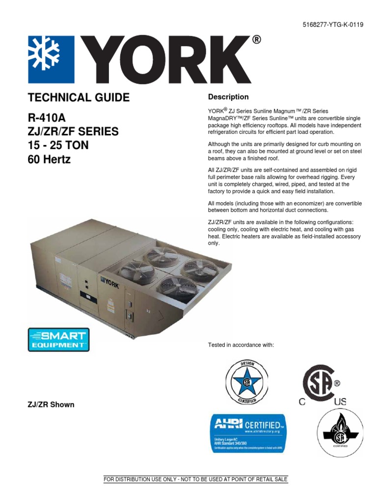 York ZJ, ZF, ZR | PDF | Duct (Flow) | Furnace