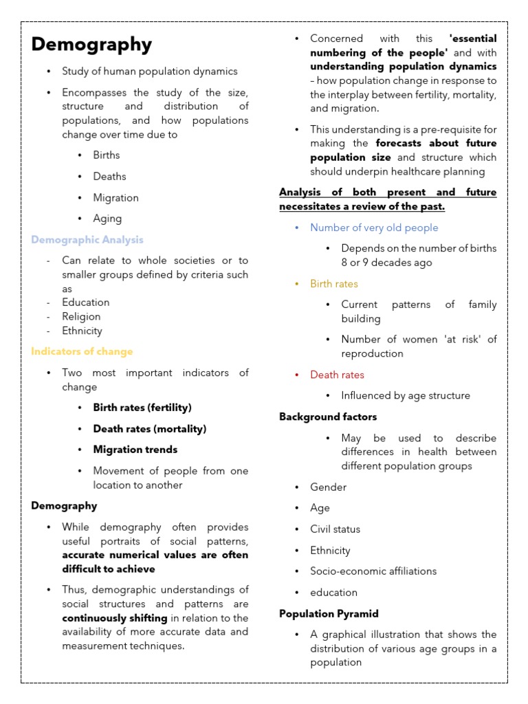 Demography Reviewer | PDF | Demography | Population