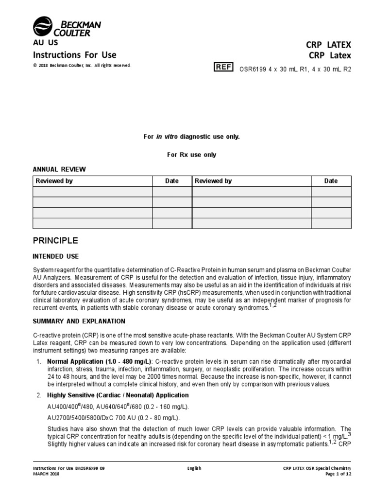 CRP Latex Instructions For Use CRP Latex: Au Us | PDF | C Reactive ...