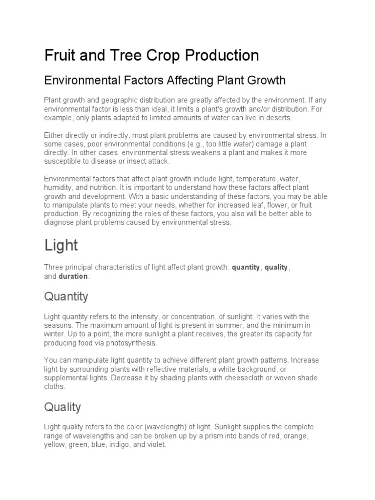 Fruit and Tree Crop Production: Light | PDF | Plant Nutrition | Soil