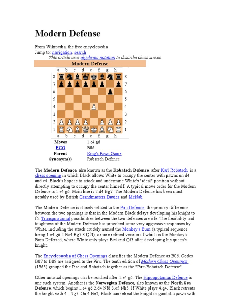 Modern Defense | PDF | Chess Openings | Chess Theory