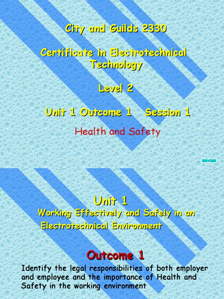 City and Guilds 2330 Certificate in Electrotechnical Technology Level 2 ...