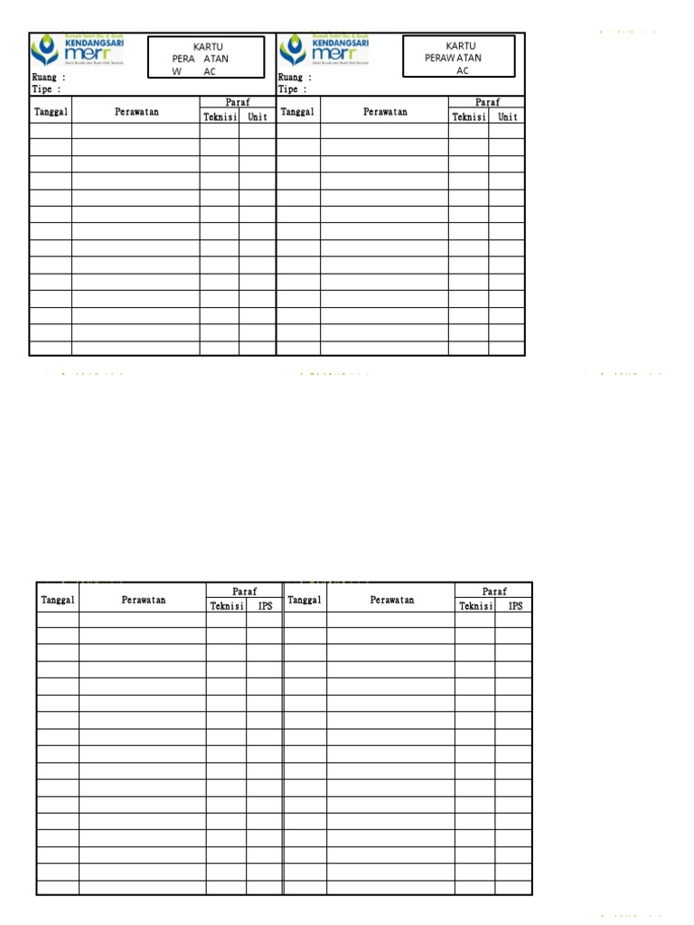 Kartu Perawatan Ac | PDF