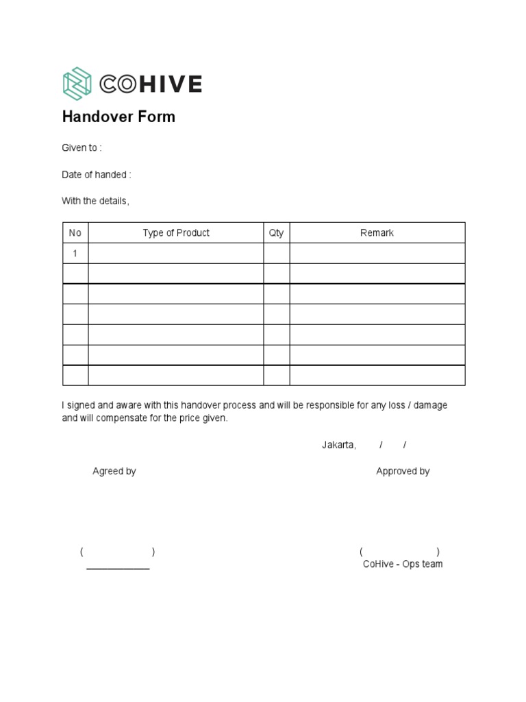 Handover Form | PDF