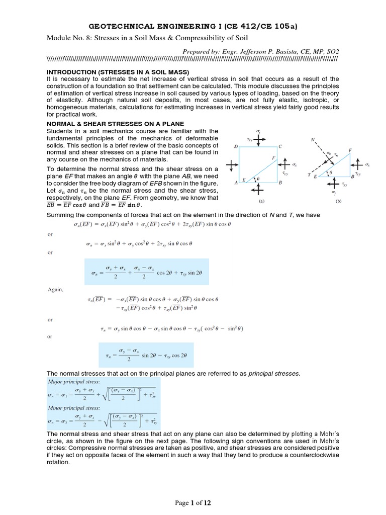 Geotech 1 Module 8 Pdf Stress Mechanics Geotechnical Engineering