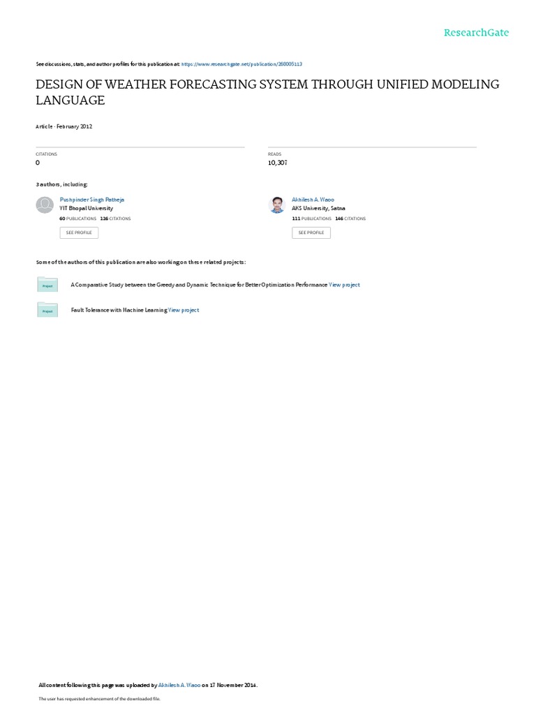 Design of Weather Forecasting System Through Unifi | PDF | Use Case | Unified Modeling Language