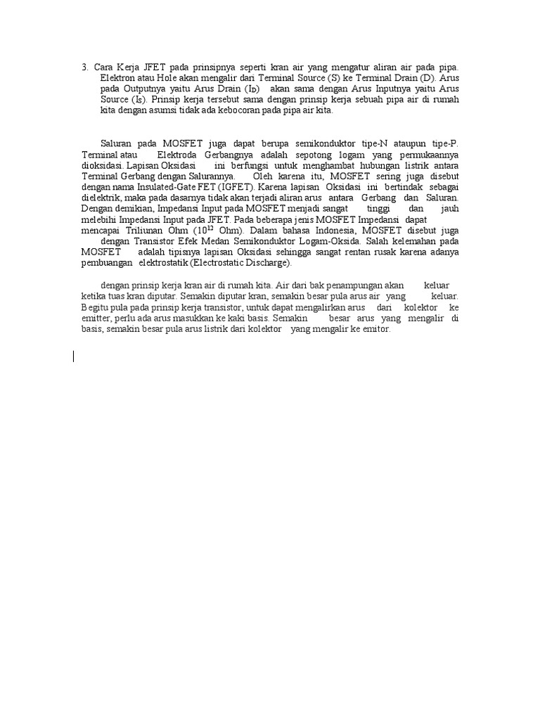 Cara Kerja JFET Pada Prinsipnya Seperti Kran Air y | PDF | Sains & Matematika | Komputer