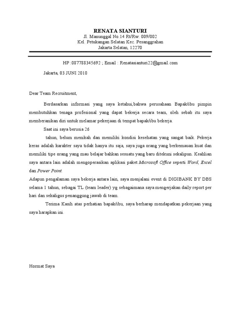 Salinan Dari Salinan Dari Surat Lamaran | PDF Salinan Dari Salinan Dari Surat Lamaran | PDF