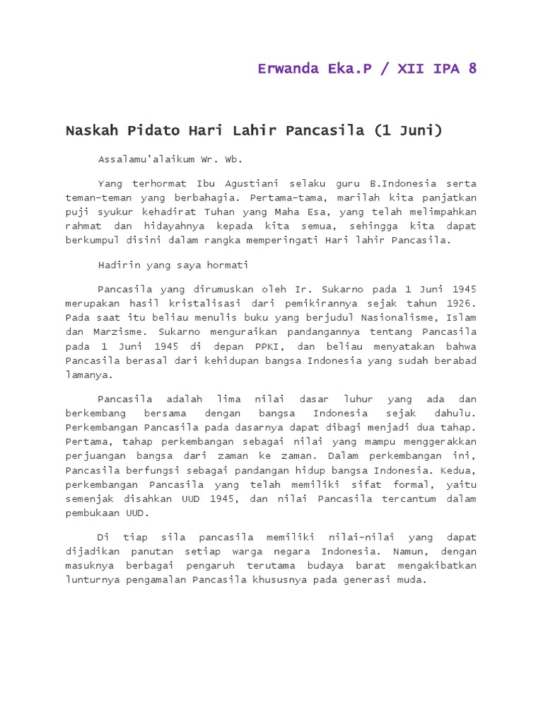 Naskah Pidato Pancasila | PDF