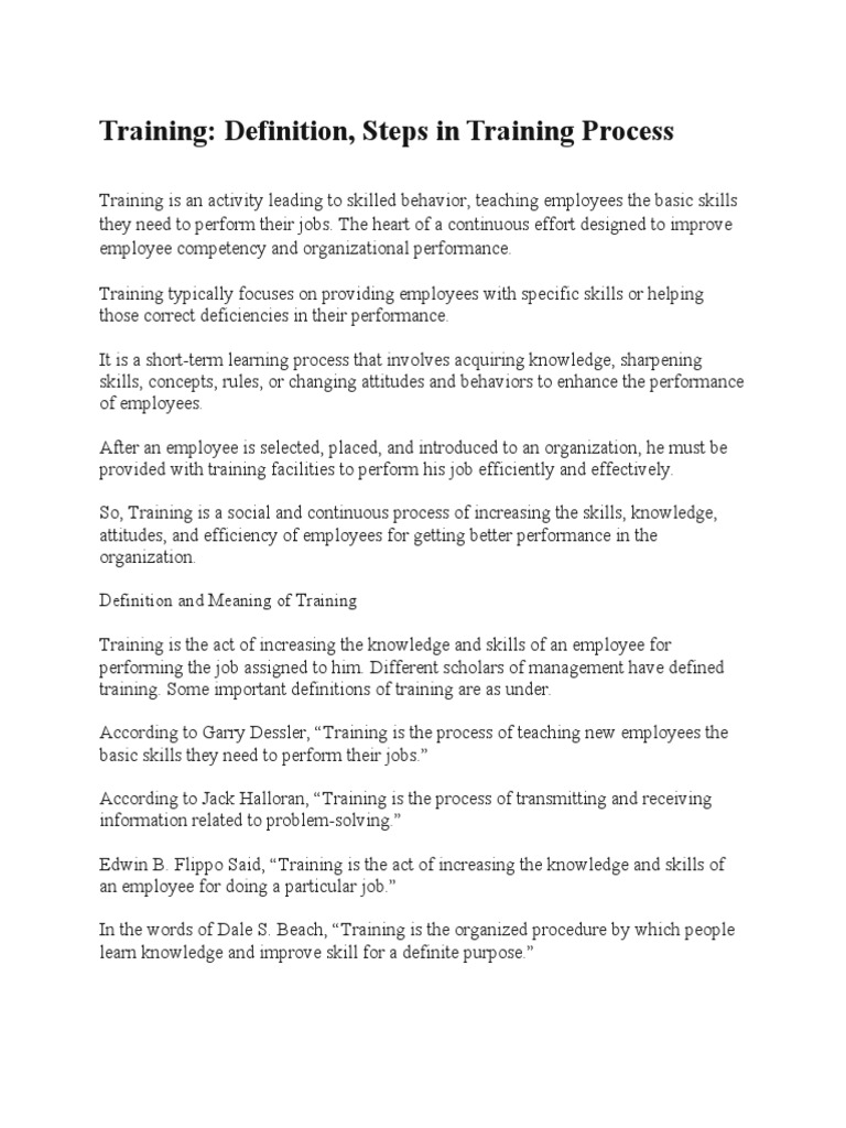 Training Definition | PDF | Human Resources | Learning