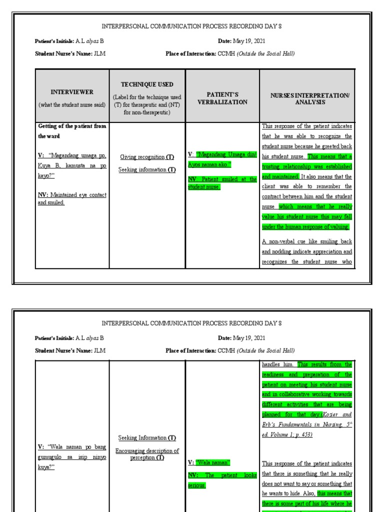 Process Recording Sample Copy Format | PDF | Interpersonal ...