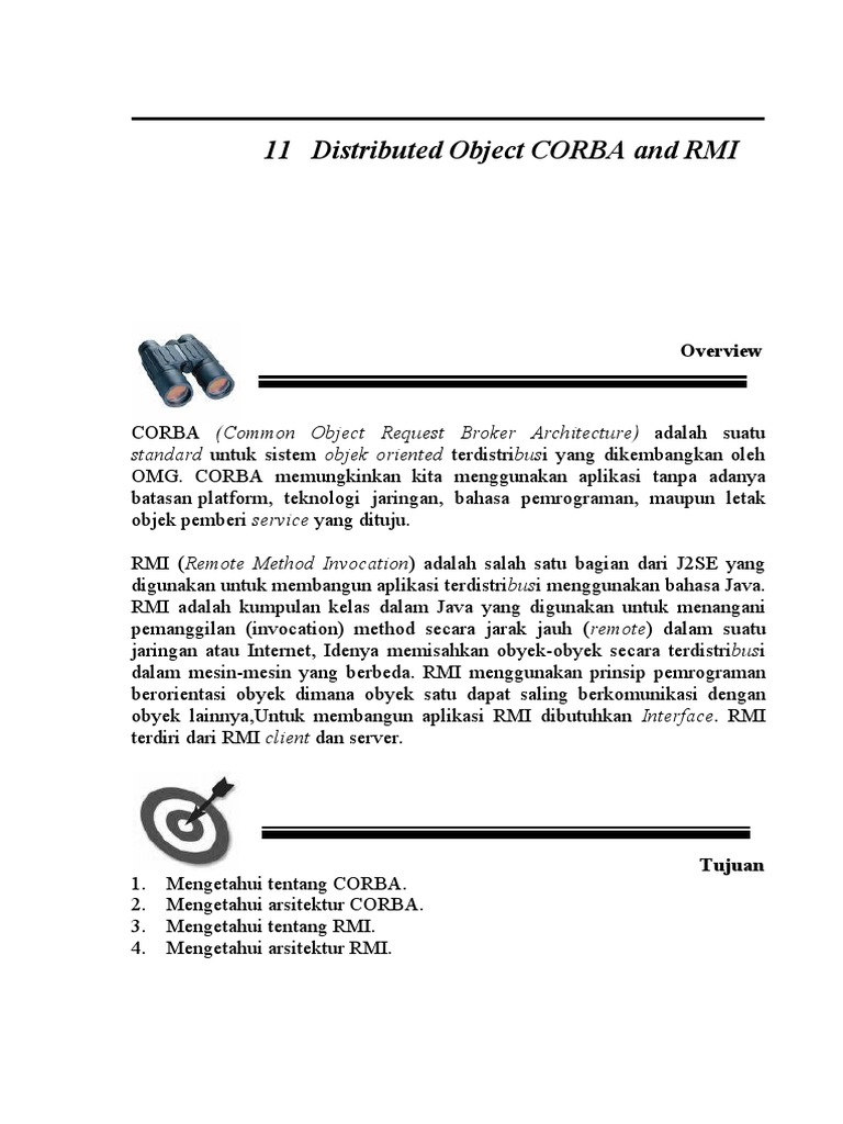 Sistem Tersebar Bab XI Distributed Object CORBA and RMI | PDF