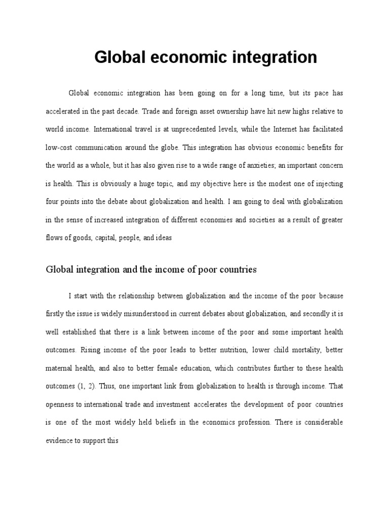 Global Economic Integration and Growth | PDF | Economic Growth ...