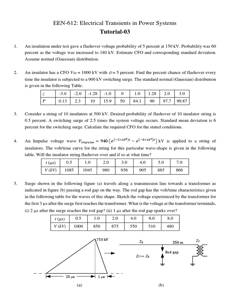 EEN-612: Electrical Transients in Power Systems: Tutorial-03 | PDF ...