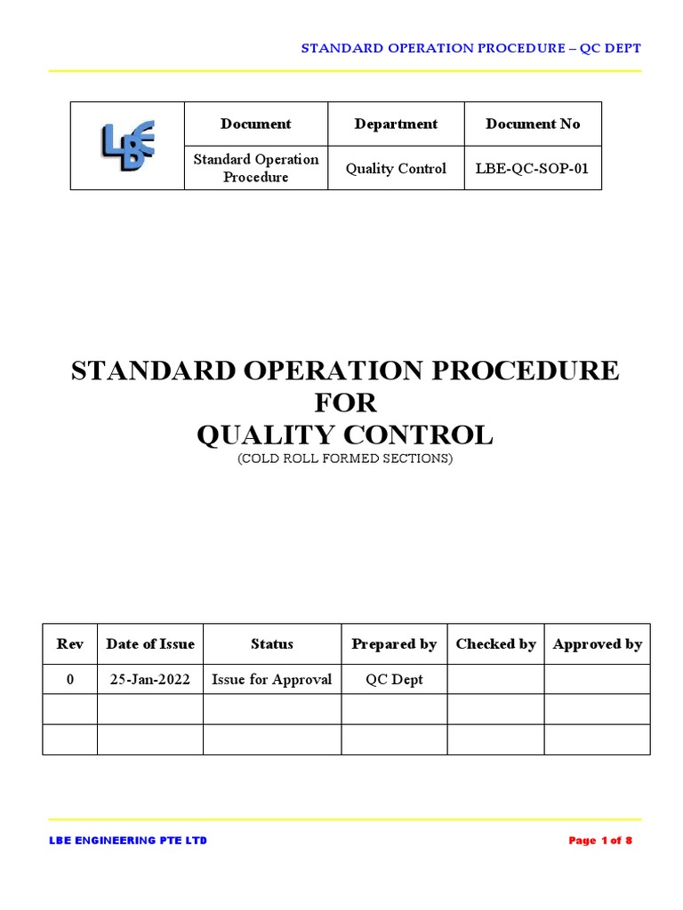 QC SOP for Cold Roll Formed Sections | PDF | Specification (Technical ...