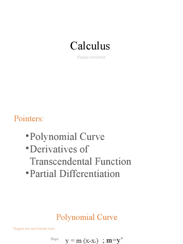 Calculus Reviewer | PDF | Tangent | Slope