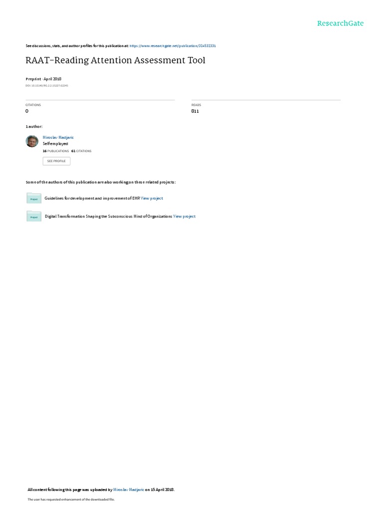 RAAT-Reading Attention Assessment Tool: April 2018 | PDF | World Wide ...