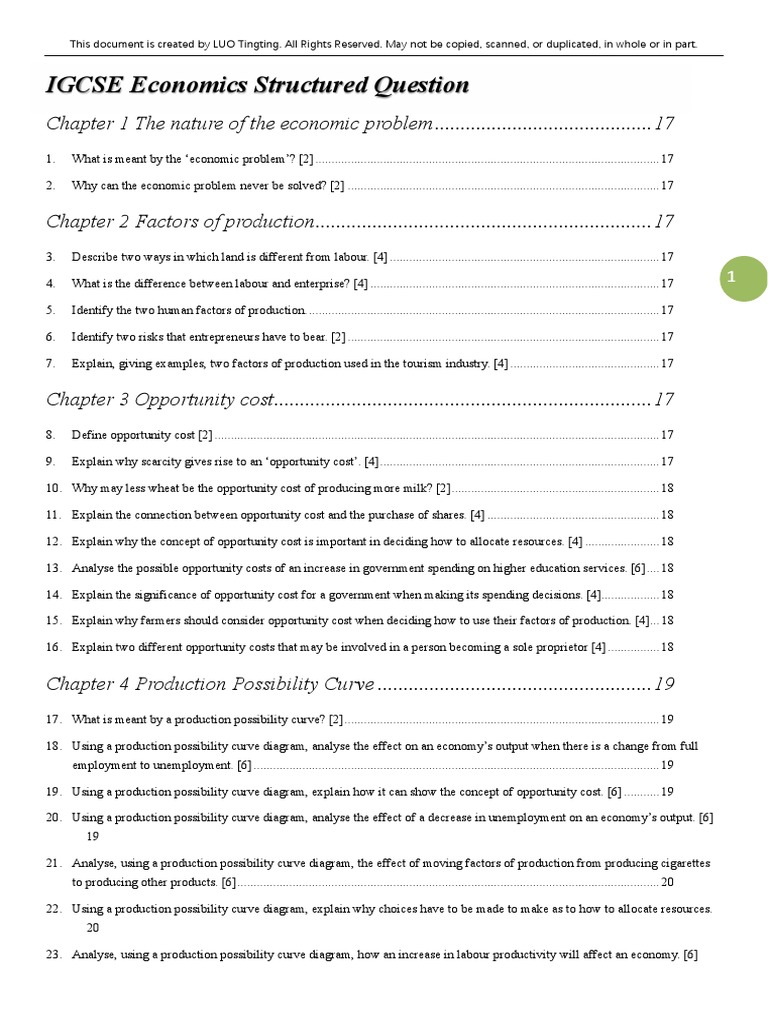 IGCSE Economics Structured Question | PDF | Inflation | Social Science