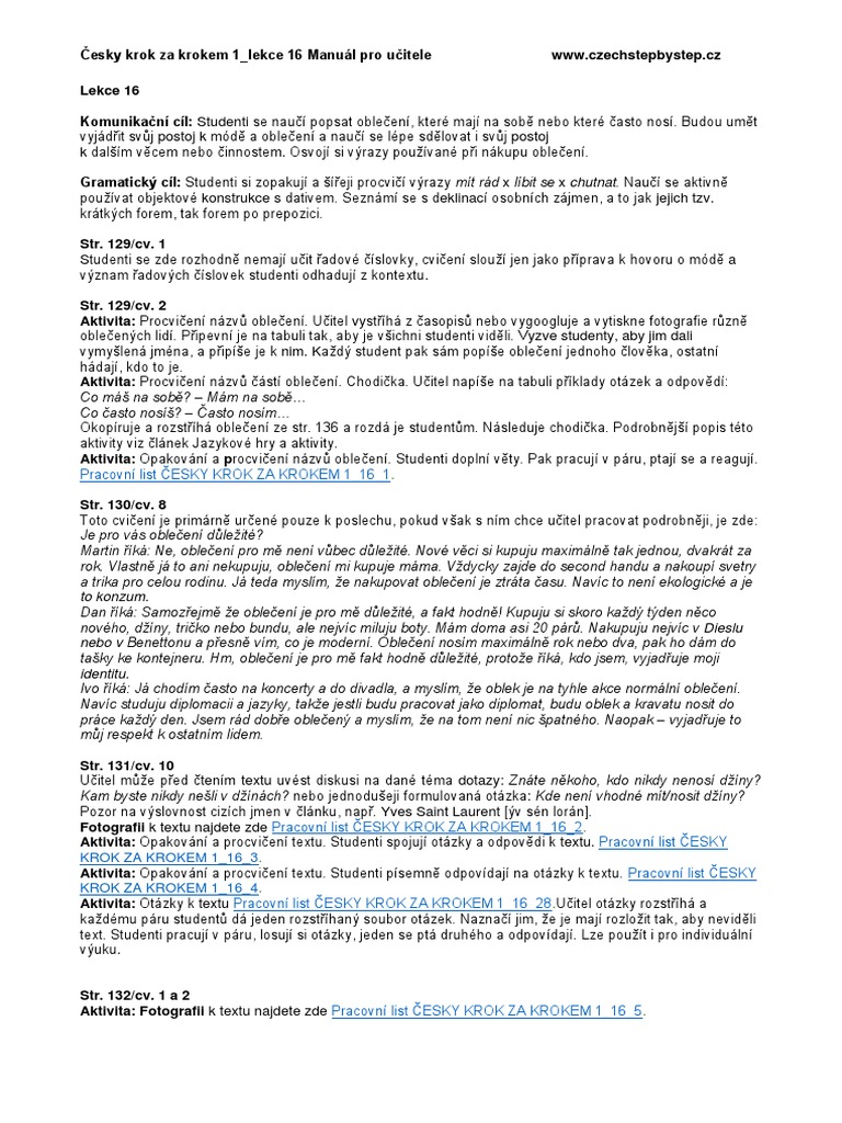 Ucitele Cesky Krok Za Krokem 1 16 | PDF
