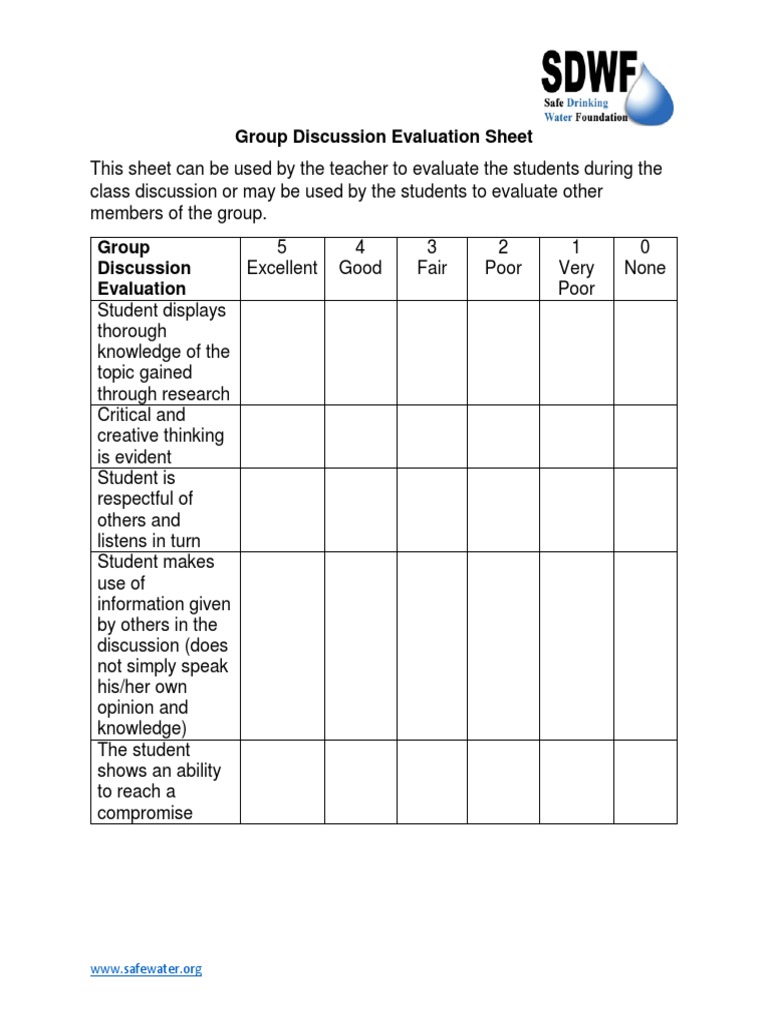 Group Discussion Evaluation Sheet | PDF