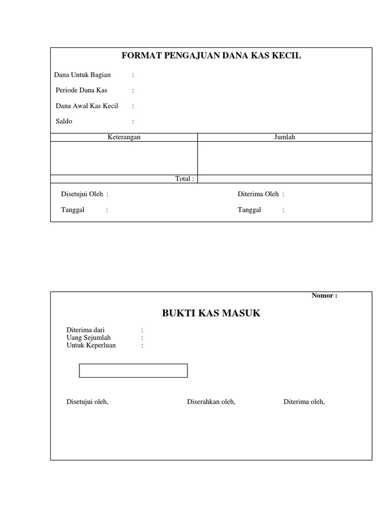 Format pengajuan dana kas kecil | PDF