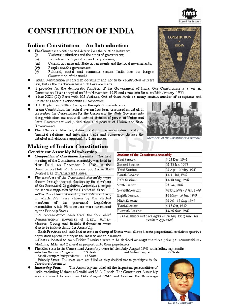 Constitution of India: Indian Constitution An Introduction | PDF ...