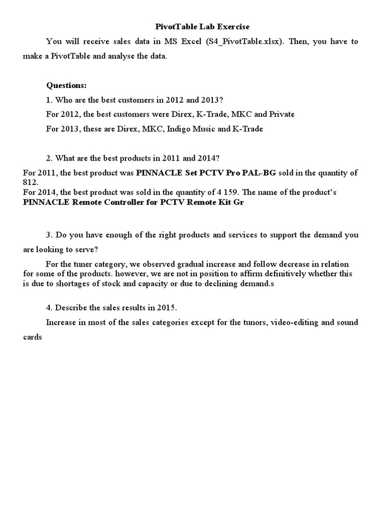 Pivottable Lab Exercise | PDF | Information Retrieval | Computing