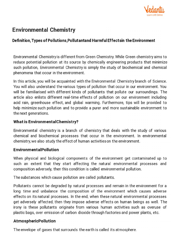 Environmental Chemistry | PDF