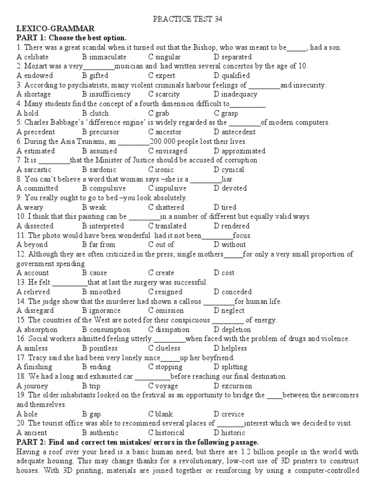 Practice Test 34 | PDF | Refraction | Vincent Van Gogh